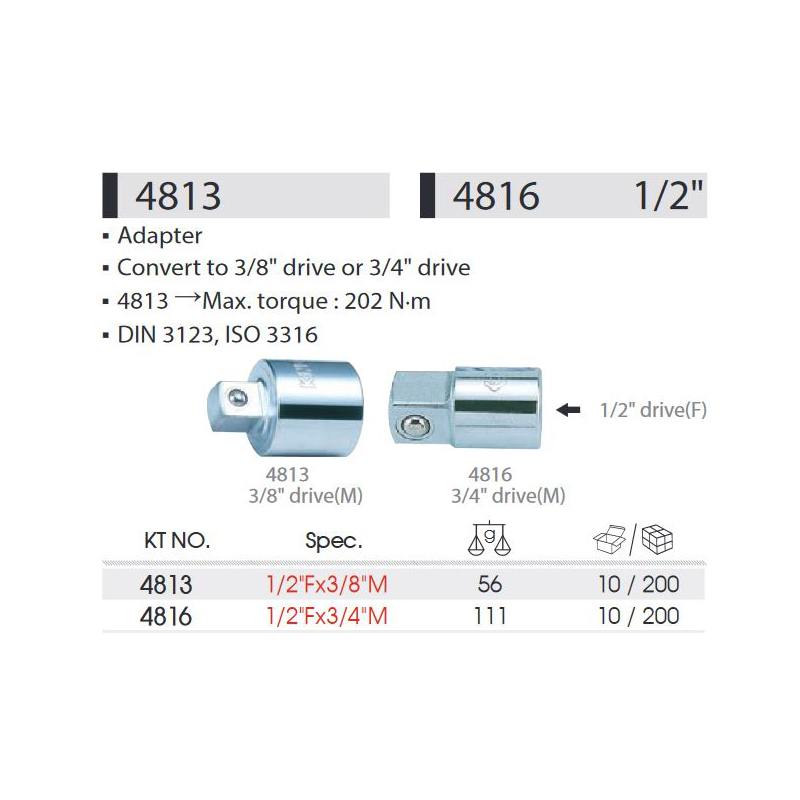 تبدیل 1/2 به 3/8 کینگ تونی 4813 KingTony - فروشگاه اینترنتی سرو ایران